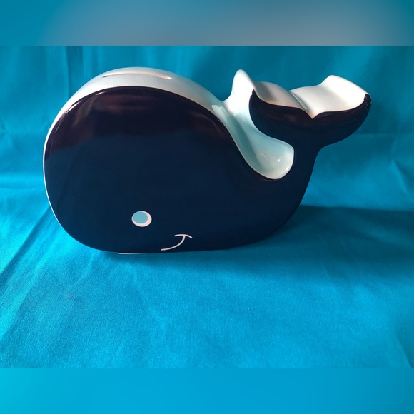 Accents | Smiling Whale Bank Blue Nautical Childrens Nursery Coin Money ...